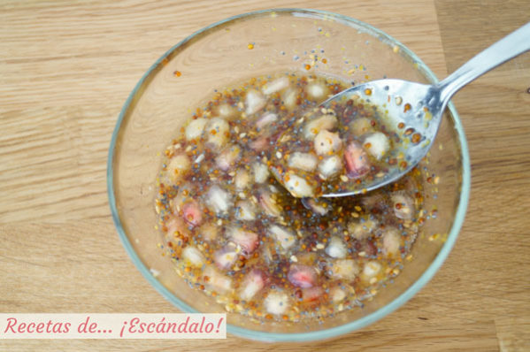 Cogollos a la plancha con salsa de miel y mostaza