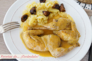 Perdices estofadas a la toledana con patatas a lo pobre. Receta tradicional